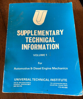 Supplementary Technical Information Vol. 1 - Automotive & Diesel Engine Mechanic | eBay