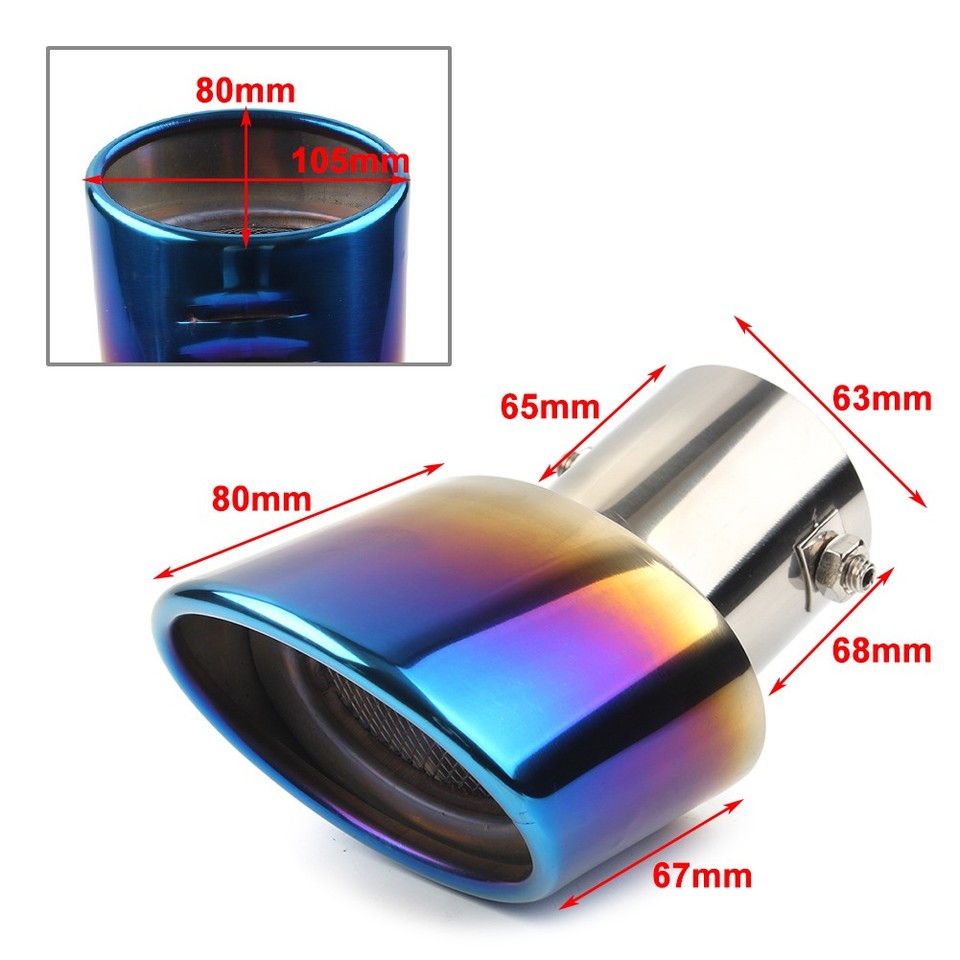 1x Car Stainless Steel Rear Exhaust Pipe Tail Muffler Tip Round ...