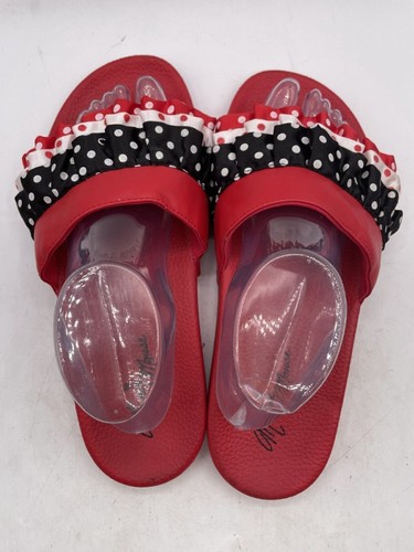 Disney Minnie Mouse Slides Women's Sz 10-11 Red Slip On Open Toe Polka ...
