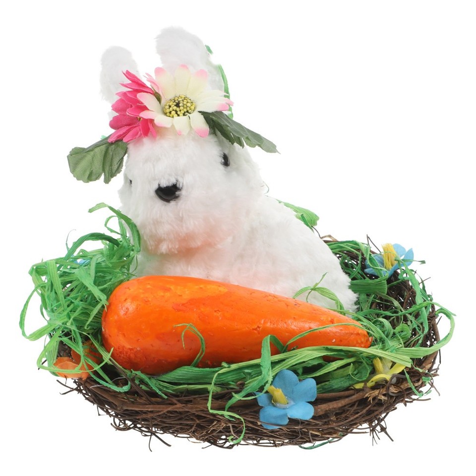 Easter Bunny Table Decorations Doll Woven Ornaments Bunnies Statue ...