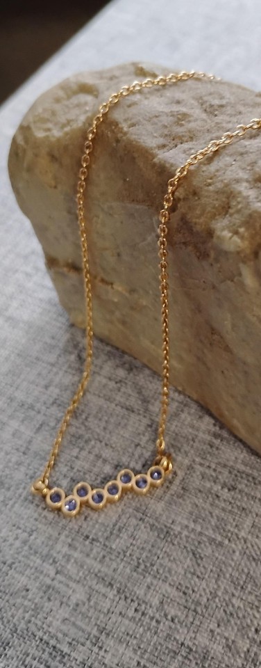 8 Stone Blue Sapphire Color Necklace - September Birthstone 16" | eBay UK