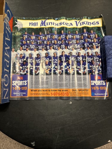 Vintage 1981 NFL Minnesota Vikings Team Poster 20" x 17" RARE | eBay