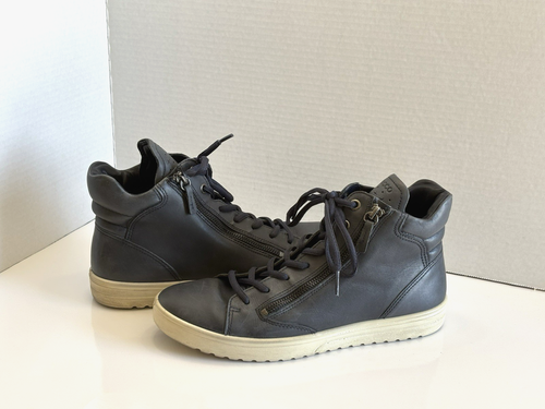 Ecco Fara High Top Sneakers Women's 8.5 Gray Leather Zipper & Lace ...