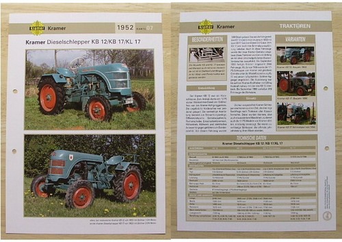 KRAMER Traktor Schlepper KB 12 / KB 17 / KL 17 1952 Weltbild | eBay