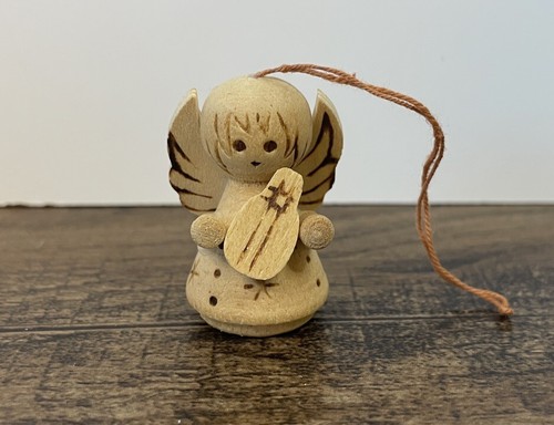 Wooden 1.5" German Angel Christmas Tree Ornament Violin Banjo ...