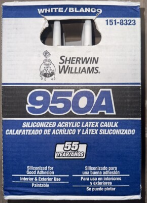 Sherwin Williams 950A Siliconized Acrylic Latex Caulk 10.1oz. White ...