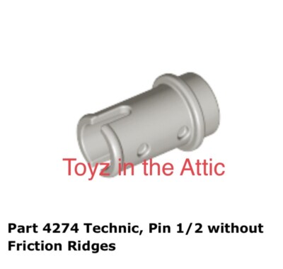 Lego 4x 4274 Light Gray Technic, Pin 1/2 without Friction Ridges 6882 ...