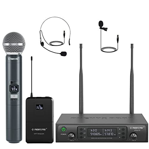 Wireless Microphone System, Dual Channel Cordless Mic Set with | eBay UK