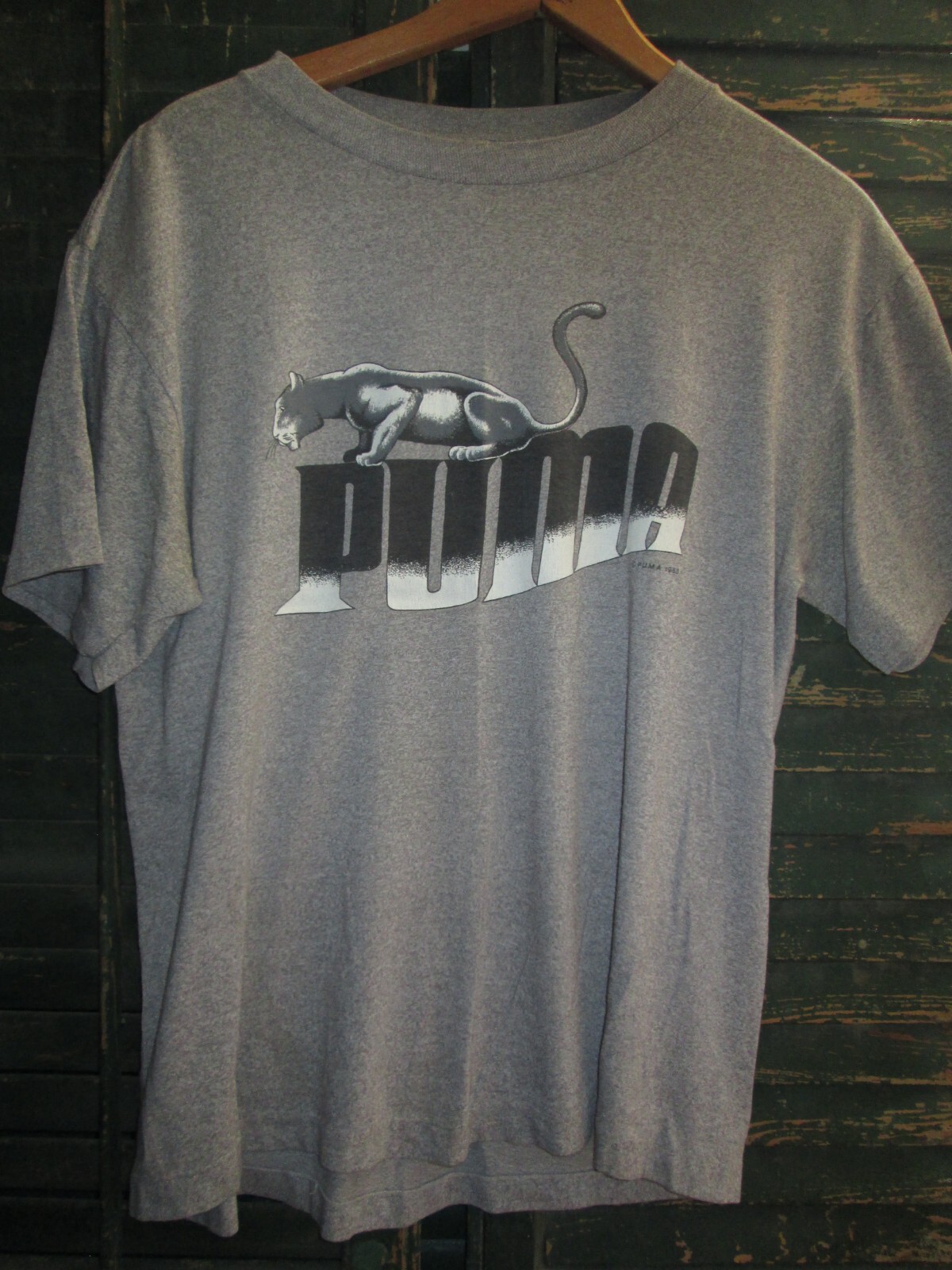 PUMA Vtg 1980s 1985 Old Logo Single Stitch 50/50 Thin… - Gem