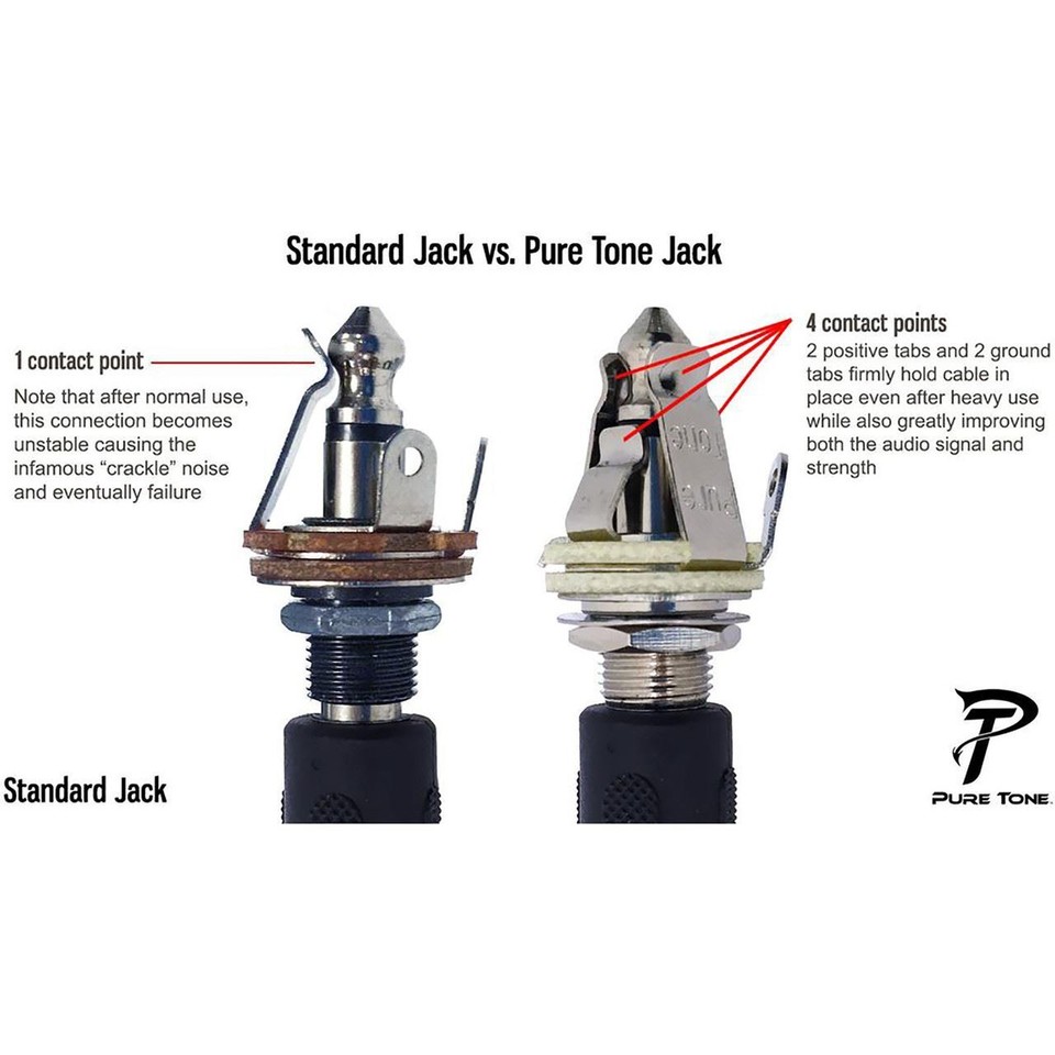 Pure Tone PTT2BN Stereo Multi-Contact 1/4" Instrument Output Jack ...
