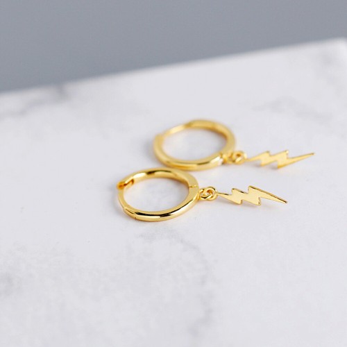 925 Sterling Silver Lightning Dangle Drop Huggie Hoop Earrings | eBay