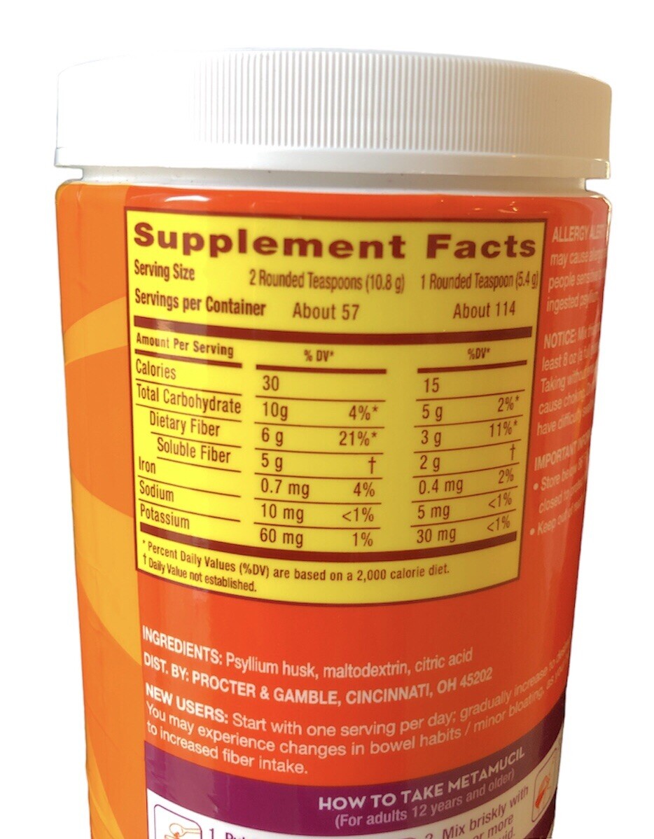 Metamucil Fiber Supplement Original Smooth Powder no added sweeteners ...