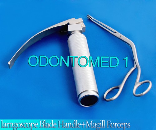 3 PCS Set larngoscope Blade Handle+Magill Forceps Anesthesia Surgical ...