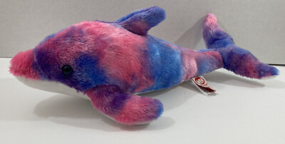 Dolphin plush 16" blue & pink tie dye Fiesta | eBay