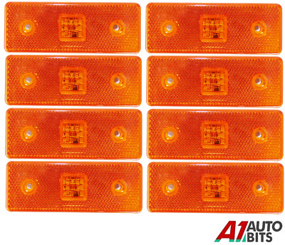 8 pcs LED Side Marker Lights 12V Orange Amber Indicator Truck Lorry Bus ...