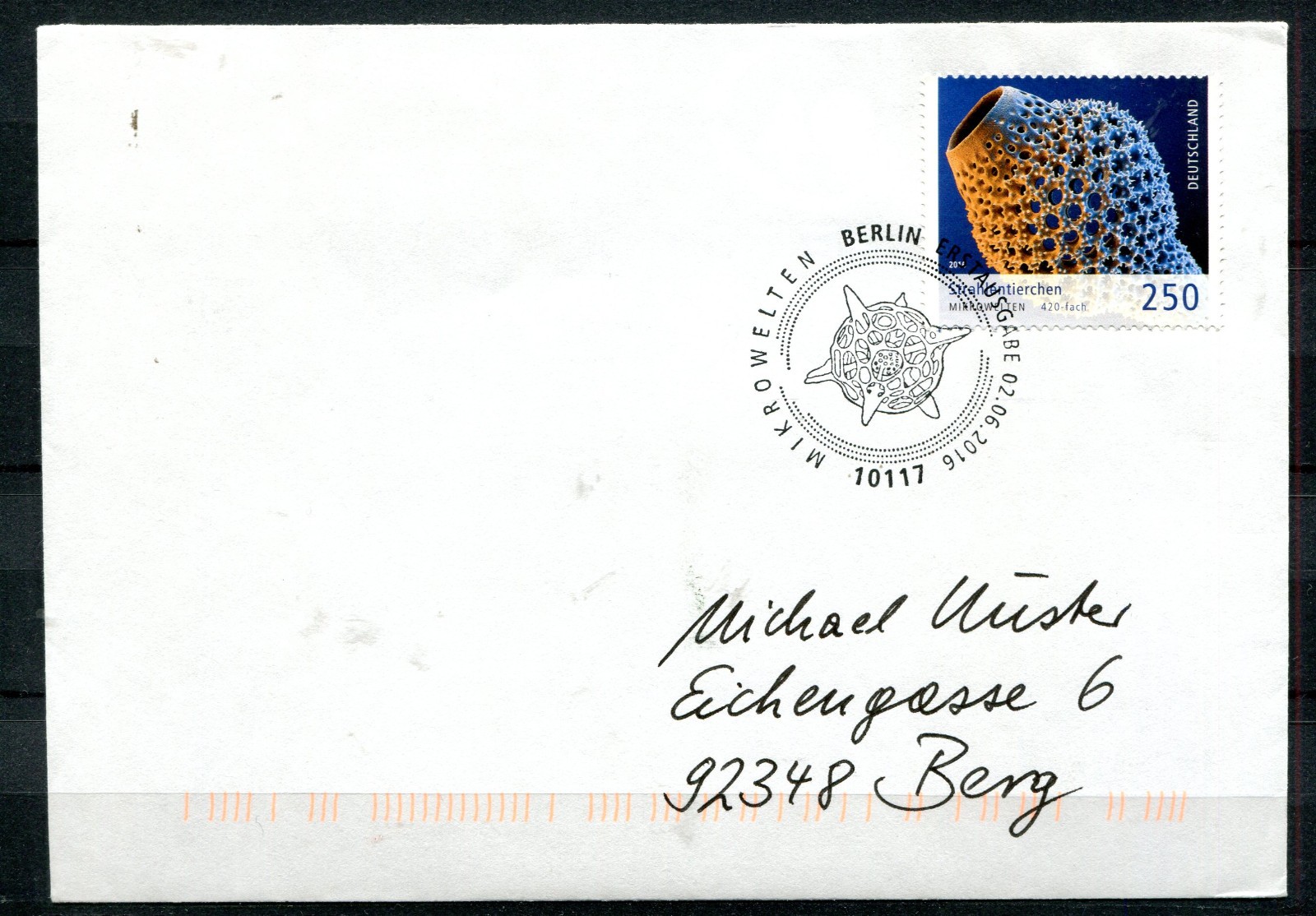Deutschland 2016 FDC Beleg m.Mi.Nr.3247 u.ESST"Berln-.Strahlentierchen ...