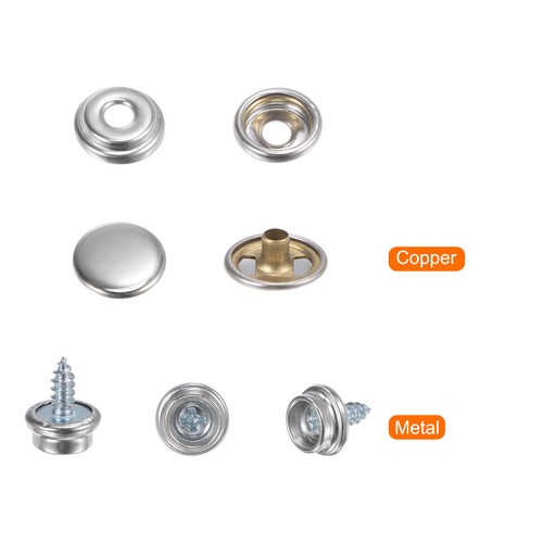 20 Sets Metal Screw Snap Fasteners Kit 10mm Copper Snaps with Tool ...