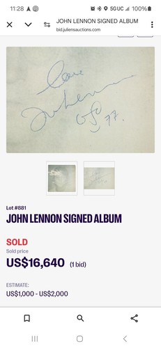 Beatles John Lennon Imagine LP Hand Signed Autographed Doodle Gold ...