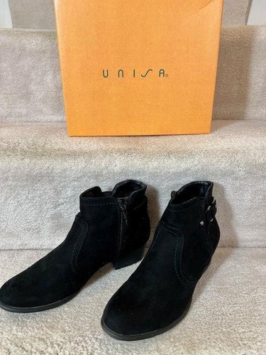 Unisa Unpadma Black Multi Fabric Ankle Boots Block Heel Womens 7.5M ...