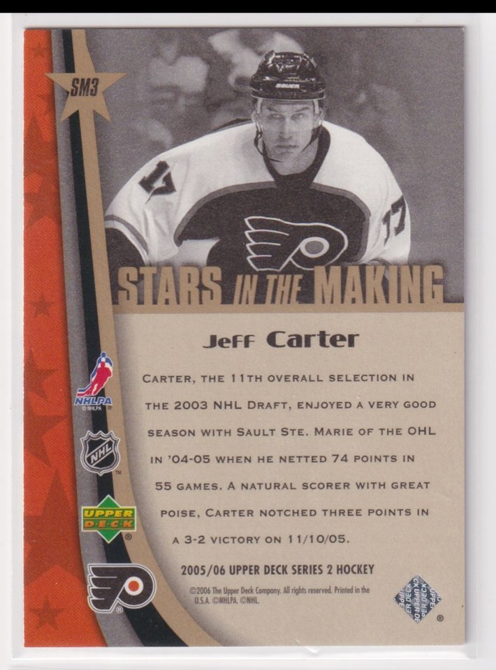 2005-06 Upper Deck Stars in the Making Jeff Carter Philadelphia Flyers ...