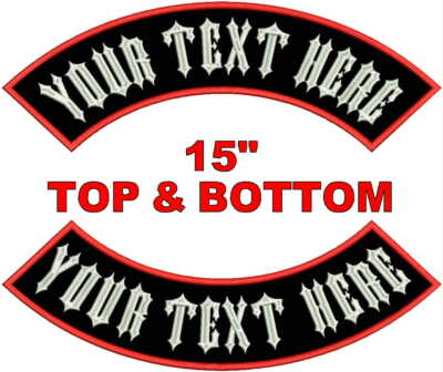 Custom Embroidered 15" Top And Bottom Rocker Biker MC Club Sew on Patch ...