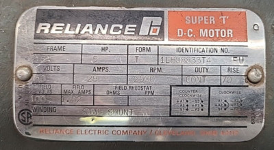 RELIANCE SUPER T DC MOTOR 150V STAB SHUNT 5HP MOTOR | eBay