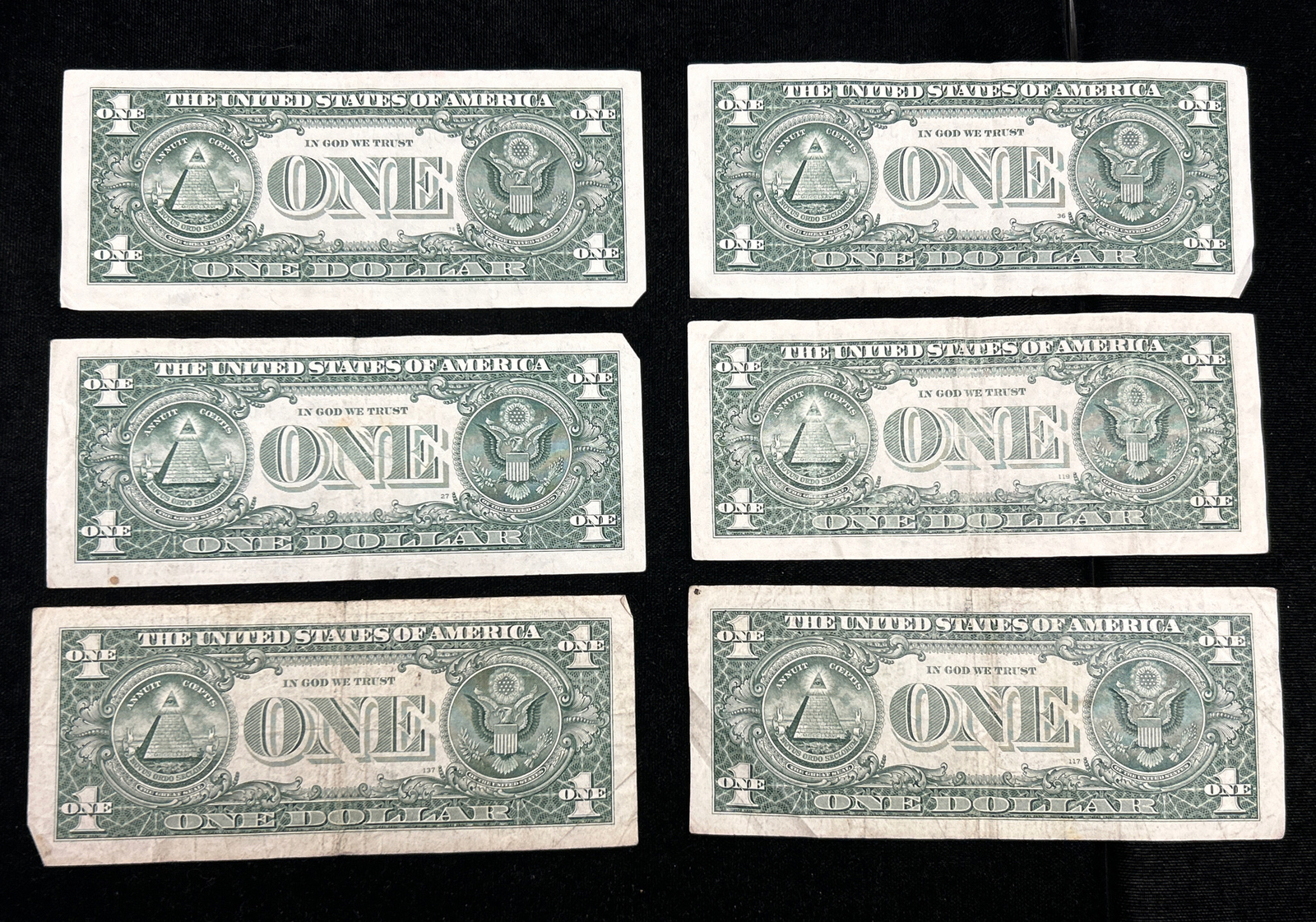 Six (6) U.S. $1 Star Notes 2013 & 2017 Federal Reserve Notes; FRN - See ...