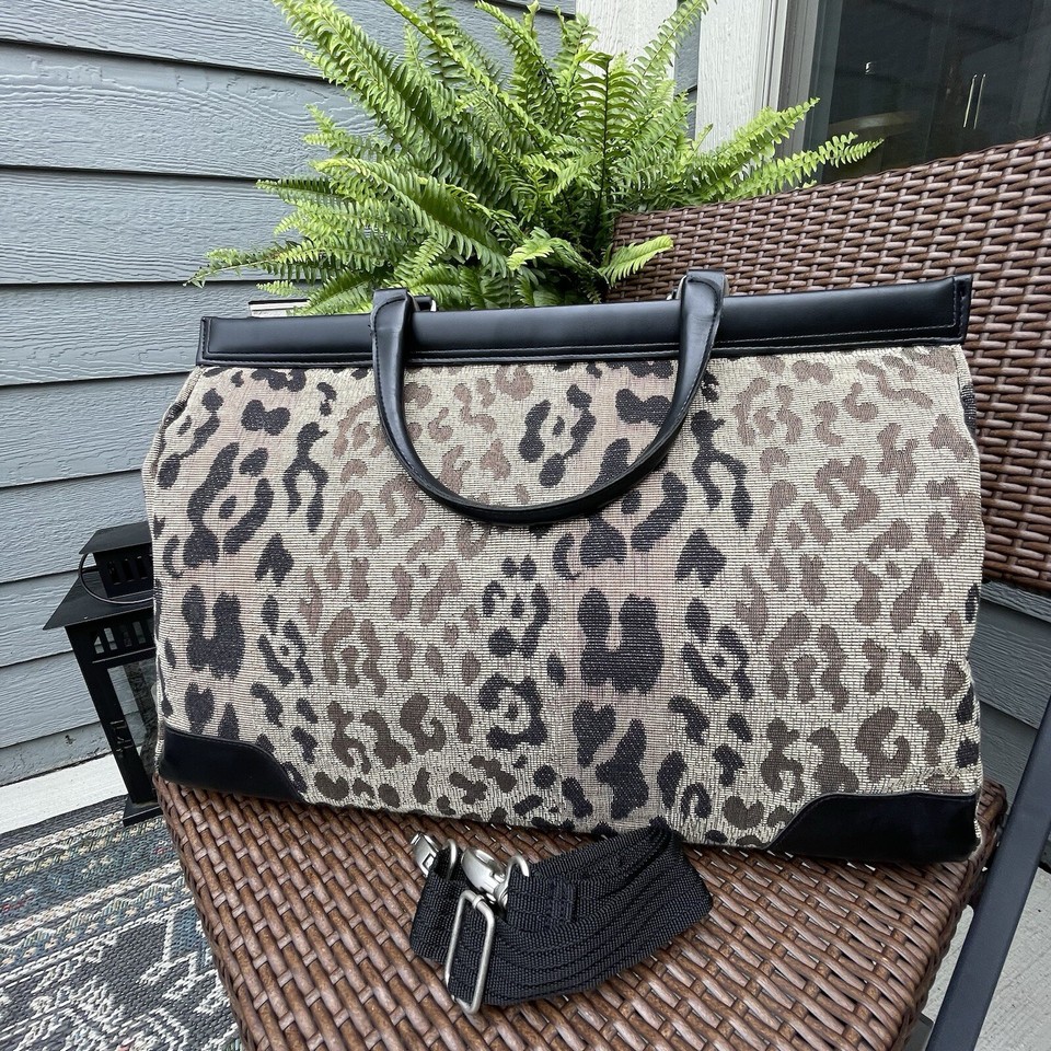 DVF Diane Furstenberg Cheetah Animal Print LARGE Carpet Bag Weekender ...