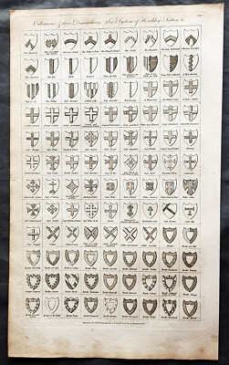 1798 William Henry Hall Antique Heraldry Print Ordinaries & Their ...