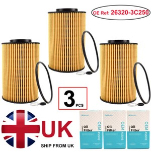 3x Oil Filter 26320-3C250 For Kia Rio Hyundai ix55 Accent 1.1 1.4 1.5 1 ...