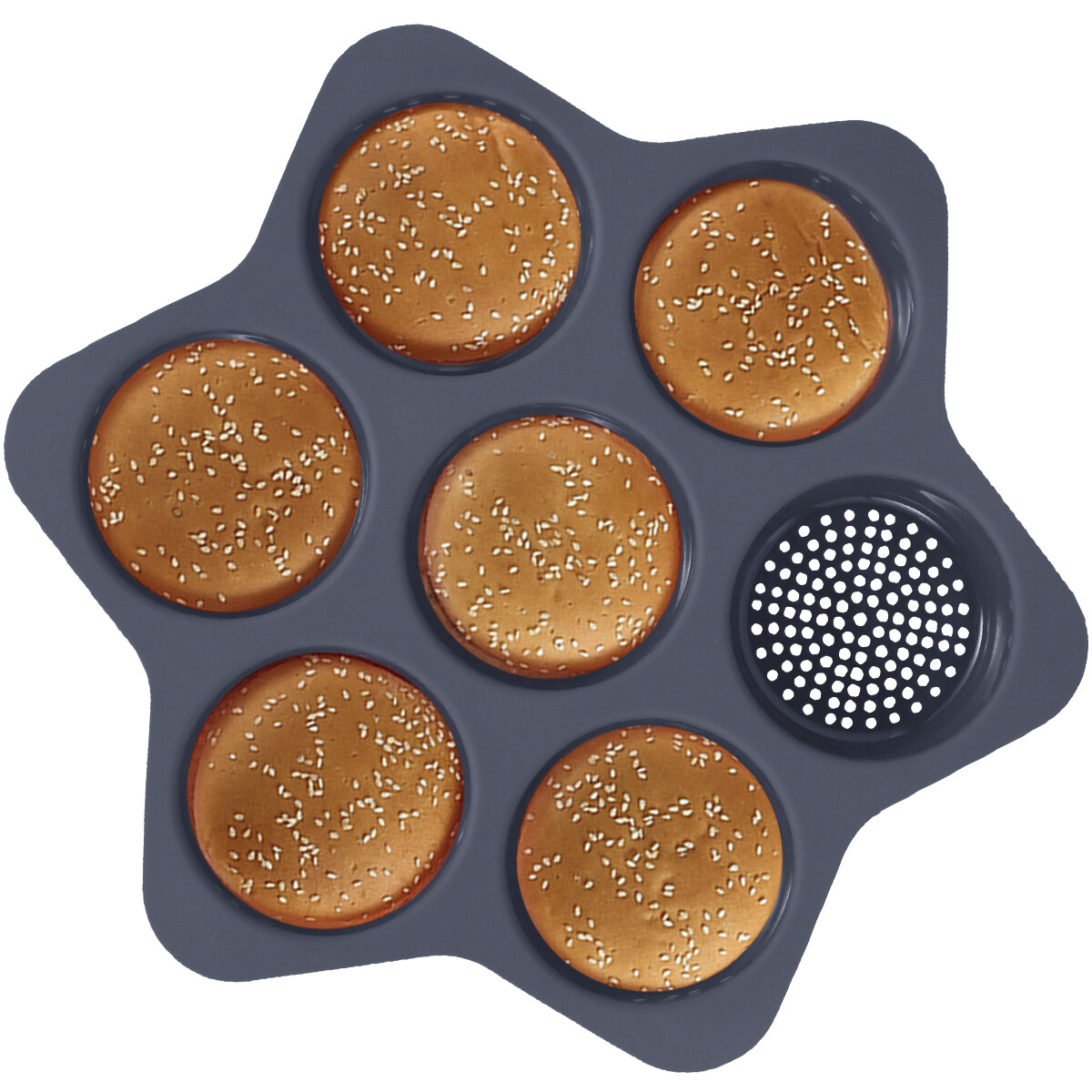 2Pcs Silicone Hamburger Bun Mold 7 Cavity Egg Muffin Baking Pan Non ...