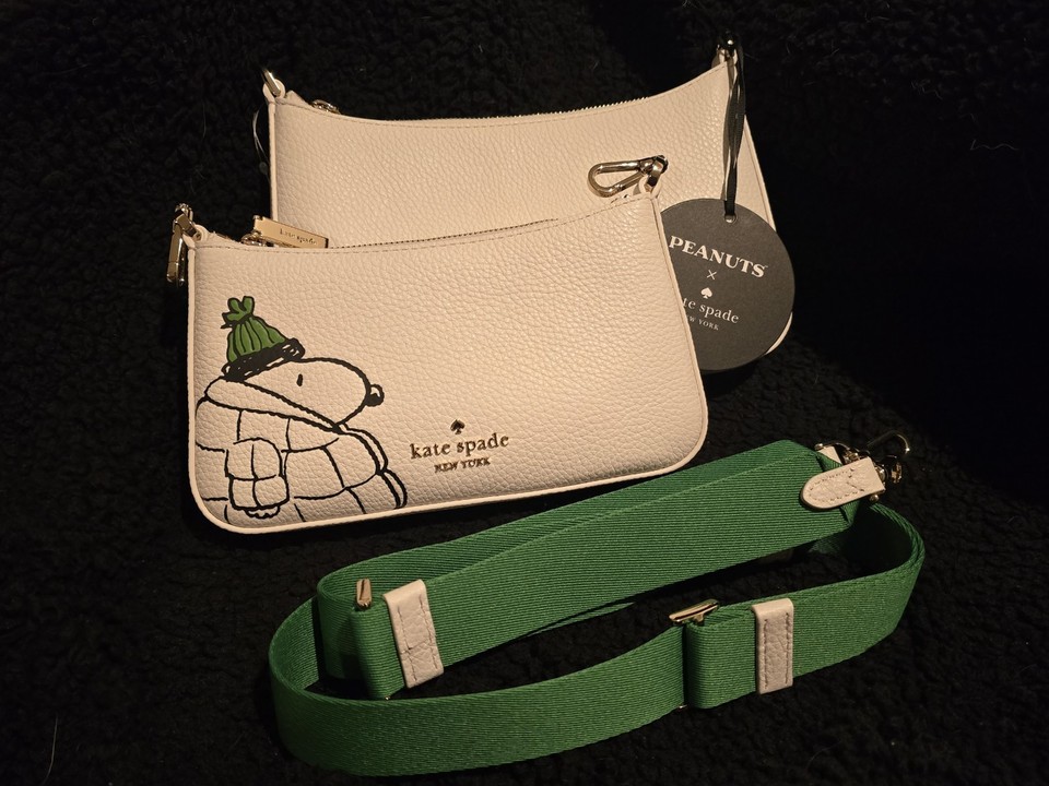 NWT Kate Spade x Peanuts Snoopy Duet Small Leather Crossbody Bag Cream ...