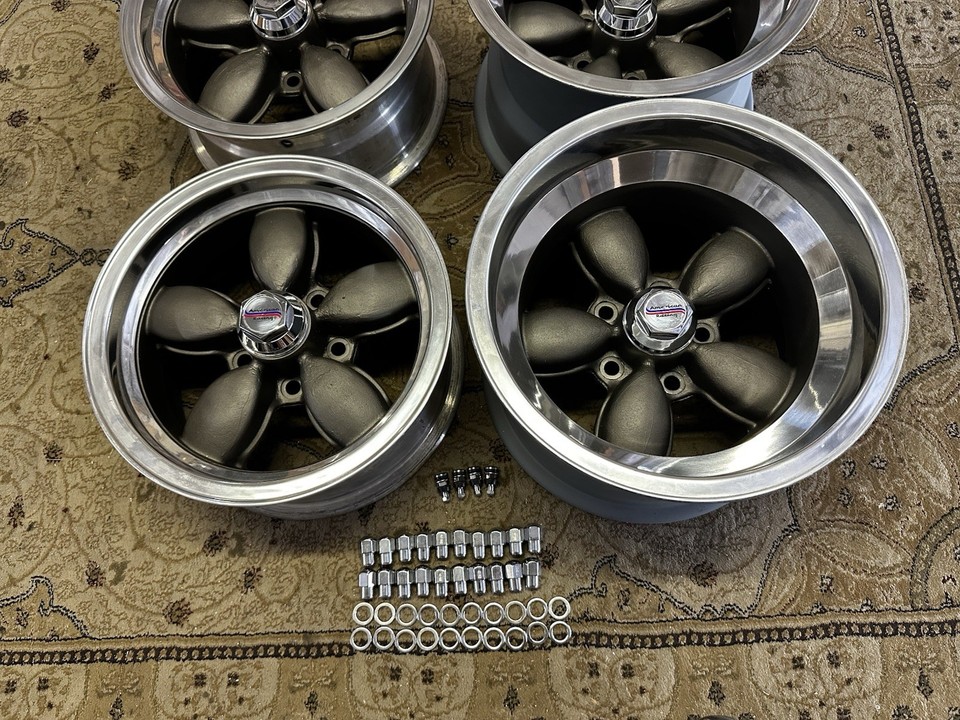 VINTAGE SET (4) AMERICAN RACING DAISY 15x7-15x10 RESTORED 4 3/4 CHEVY ...