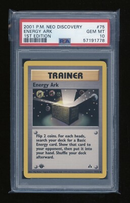 POKEMON 1st Edition Neo Discovery ENERGY ARK 75/75 Common PSA 10 GEM ...