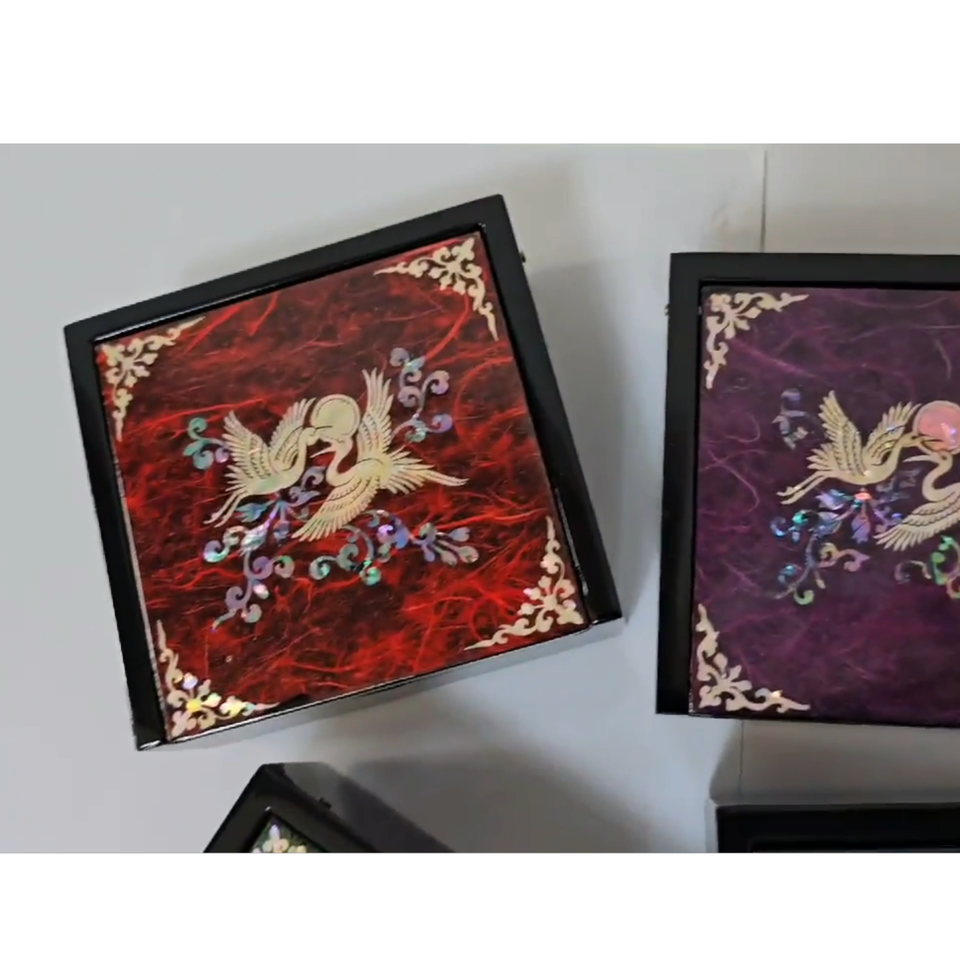 Korean Traditional Design Najeon Lacquer Jewelry Box Cranes Storage ...