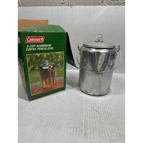 Coleman 9-Cup Aluminum Stove Top Camp Fire Coffee Pot Percolator With ...
