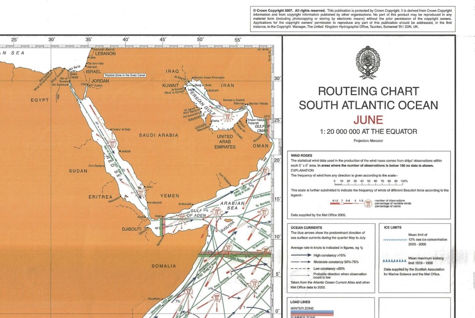 Admiralty 5126(6) Routeing Chart South Atlantic Ocean June Chart Map ...