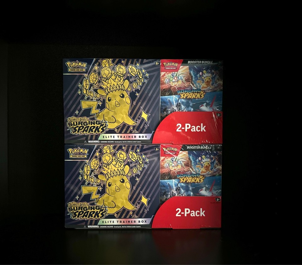 [2 BOXES!] Pokémon Surging Sparks ETB + Booster Bundle Costco 2-pack ...