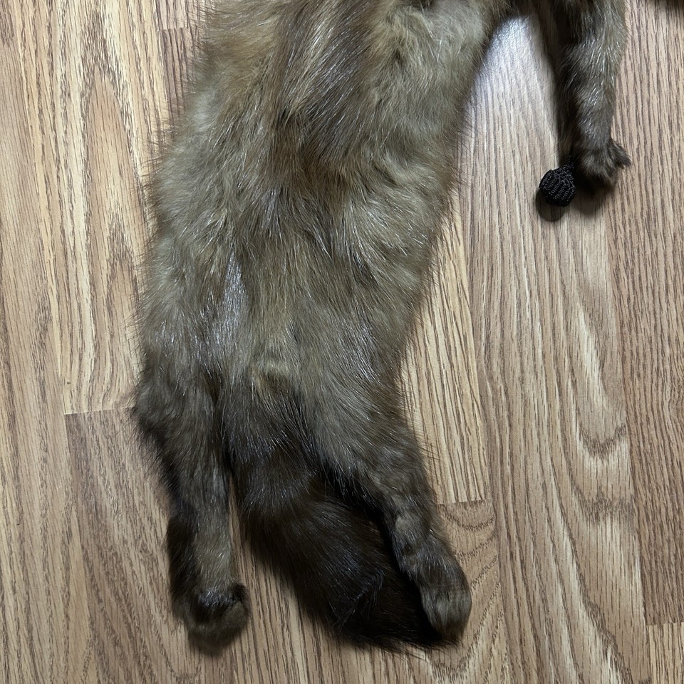Vintage 2-Full Body Mink Fur Stole Wrap Scarf Real Brown Fur Estate ...