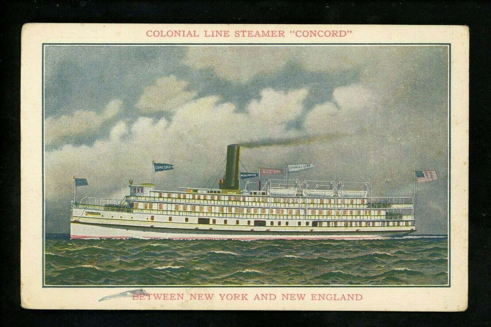 Ship postcard Excursion Concord of Colonial Line Steamer New York New ...