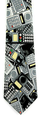 Cell Phones Men's Tech Neck Tie Mobile Telephone Tie Mania Black Gray ...