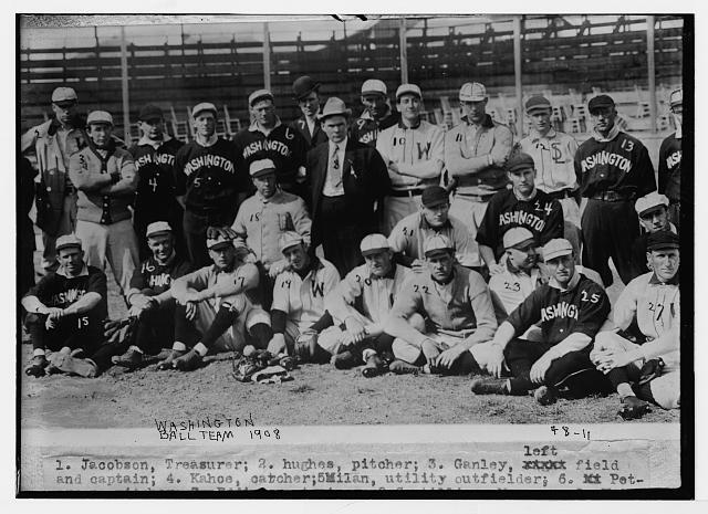 Washington team,Washington AL (baseball),1908,Jacobson,Hughes,Ganley ...