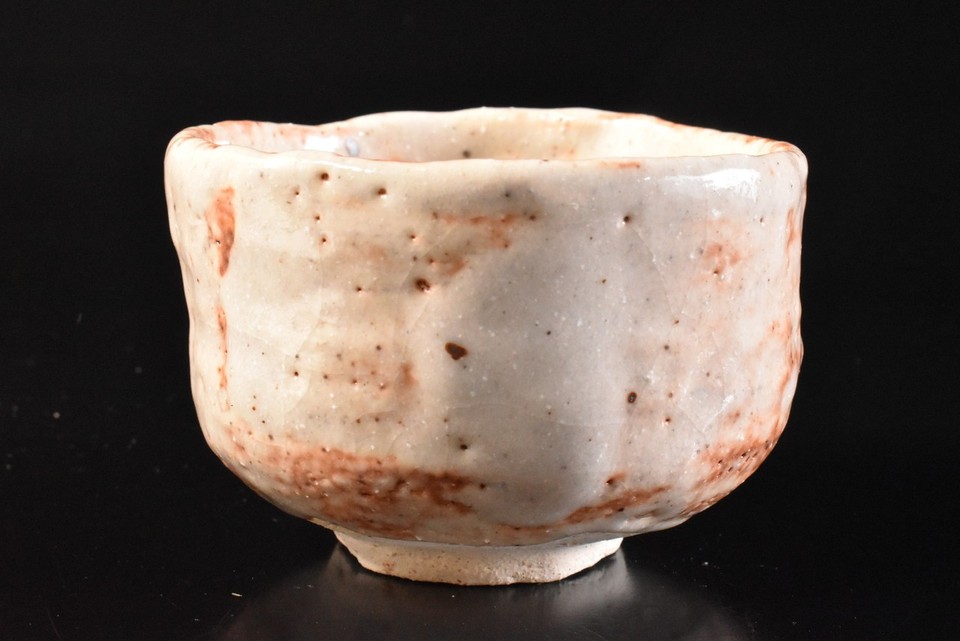 U4783: Japanese Shino-ware White glaze TEA BOWL Green tea tool Tea ...
