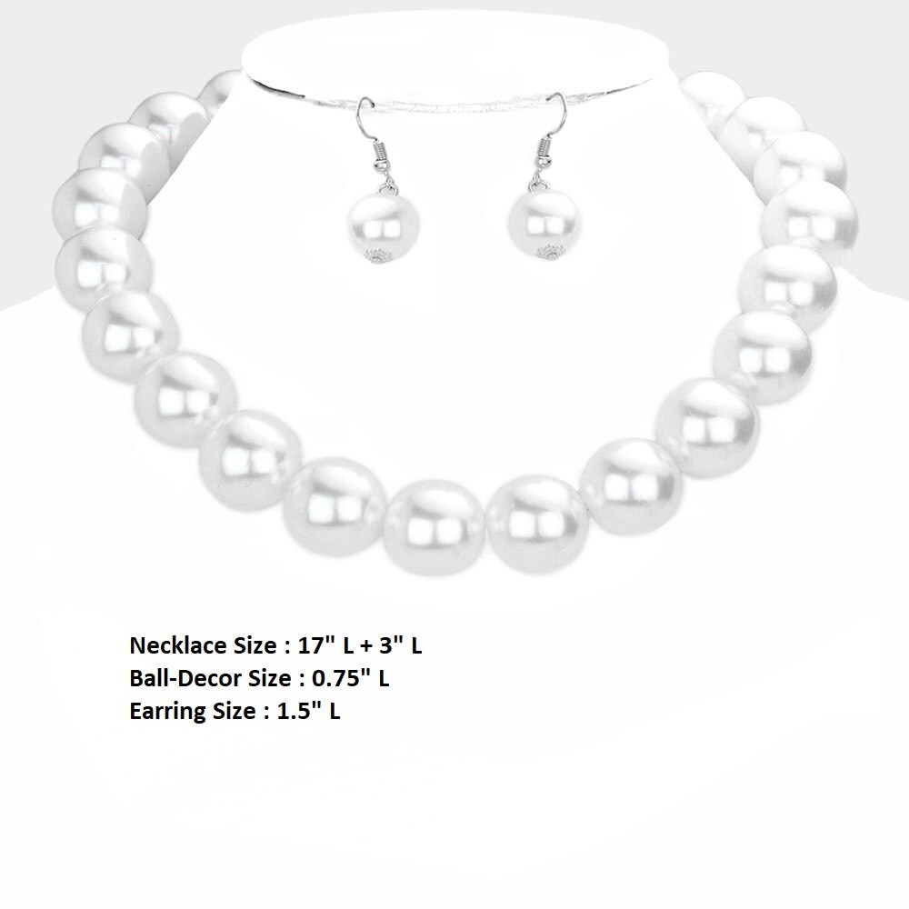 Big Jumbo Pearl Statement Necklace Beaded String Strand Bead Chunky ...