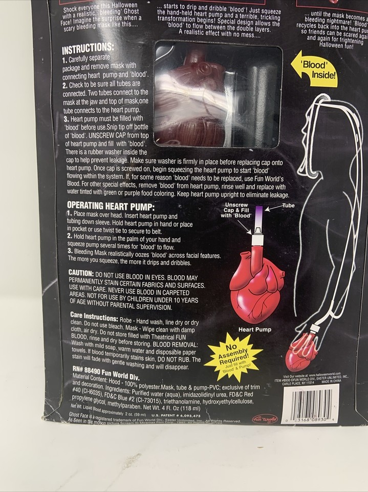 1997 Scream Ghost Face Bleeding Halloween Mask Horror Cosplay Vintage ...