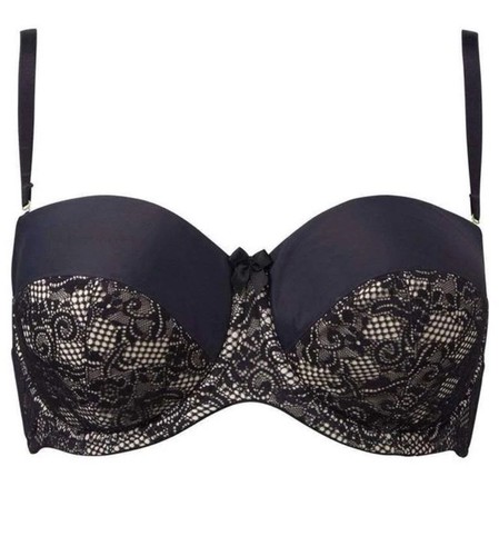 CHARNOS Superfit Size UK 40 G US 40 I Black Strapless Underwire Bra S ...