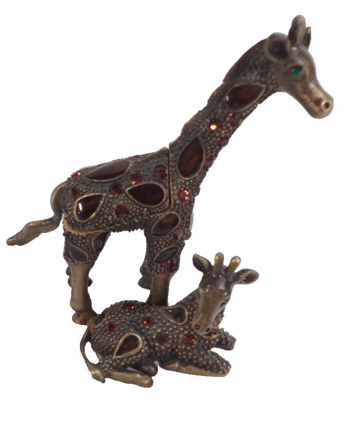 Vintage Pill Box, Giraffe Jeweled Pill Box, Giraffe and Baby Rhinestone ...
