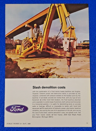 1968 FORD TRACTOR LOADER BACKHOE W/ HUGHES IMPACTOR ORIGINAL COLOR ...