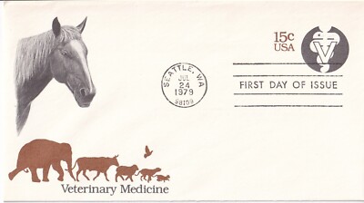 STAMP US SCOTT U595 "Veterinary Medicine" 15CENT 1979 FDC #6 ENVELOPE ...