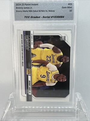 2024 Panini Instant Bronny James Jr Debut TCC Graded Gem 10 | eBay